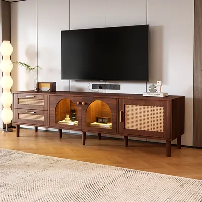 Classifieds: Solid Wood TV Console with Rattan Doors — Mid-Century ...