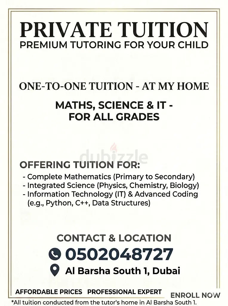 Maths, Science Coding Tutor - Grades 1-12, Al Barsha | dubizzle