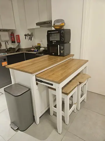 Classifieds: Compact kitchen island with sliding breakfast bar and two ...