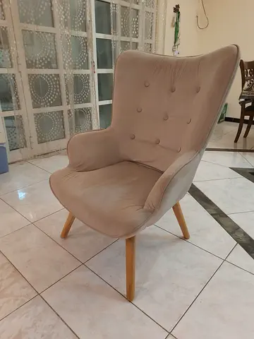 Classifieds: Modern Beige Lounge Chair with Wooden Legs | dubizzle Sharjah