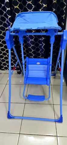 Classifieds: Blue baby swing with toy bar and canopy - gently used ...