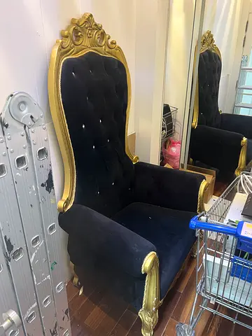 Classifieds: Black Velvet Gold Trim Throne Chair - Elegant Accent Seat ...