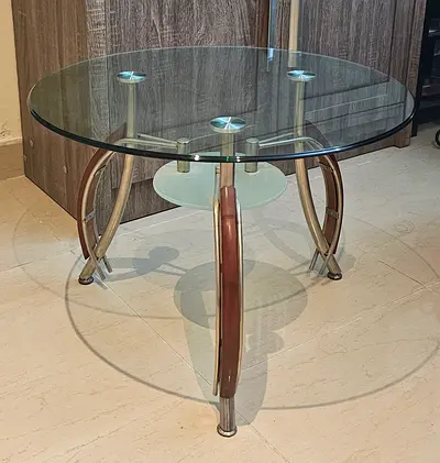 Classifieds: Round Glass Dining Table with Metal Legs (3-seater ...