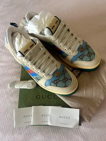 Classifieds: Gucci Womens Sneakers - Blue GG Pattern, Size 40 (Eur ...