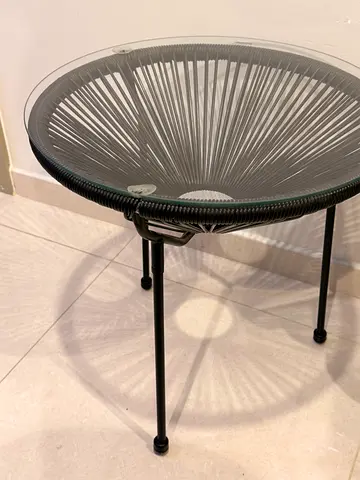 Classifieds: Glass Top Round Side Table with Metal Legs | dubizzle Dubai