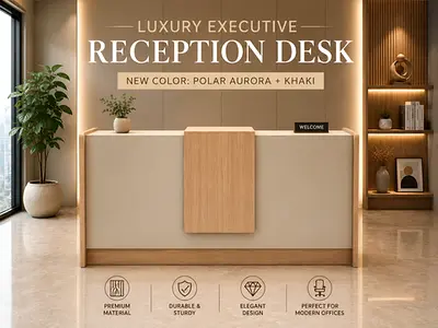 Classifieds: Modern Wooden Reception Desk with Storage – Stylish Office ...
