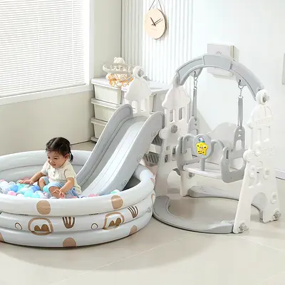 Classifieds: Kids Inflatable Ball Pit with Slide and Swing - Light Grey ...