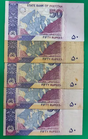 Classifieds: Collection of Five Old Pakistani 50 Rupee Notes - Used ...