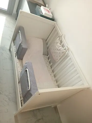Classifieds: IKEA White Wooden Baby Crib with Mattress and Bedding ...