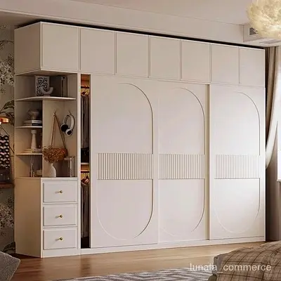 Classifieds: Modern White Sliding Door Wardrobe with Side Shelves and ...