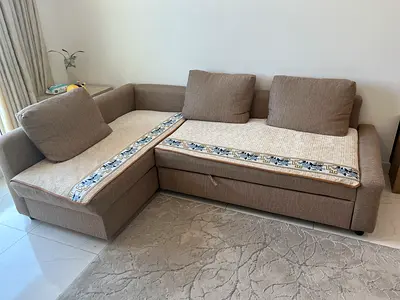 Classifieds: L-shaped beige fabric sofa with storage - good condition ...