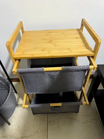Classifieds: Compact bamboo kitchen trolley with two fabric storage ...
