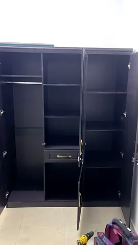 Classifieds: Three-door Dark Wood Wardrobe with Mirror, Shelves and ...