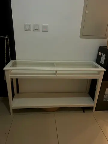 Classifieds: White glass-top console table with lower shelf | dubizzle ...