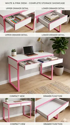Classifieds: White and Pink Compact Desk with Storage Drawers ...
