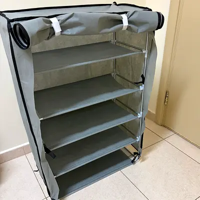 Classifieds: Grey 5-Tier Fabric Shoe Rack with Cover | dubizzle Sharjah