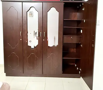 Classifieds: Large Dark Wood 4-Door Wardrobe with Mirror and Shelves ...