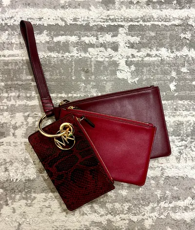 Classifieds: Set of 3 Michael Kors Wristlet Pouches - Burgundy/Red ...