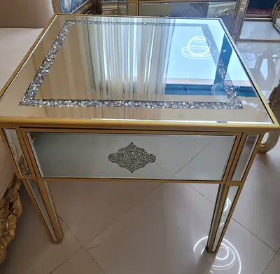 Classifieds: Mirrored Glass Side Table with Crystal Inlay - Excellent ...