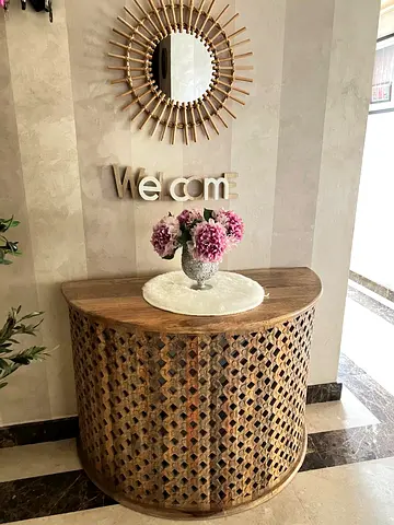 Classifieds: Handcrafted Wooden Half-Moon Console Table with Lattice ...
