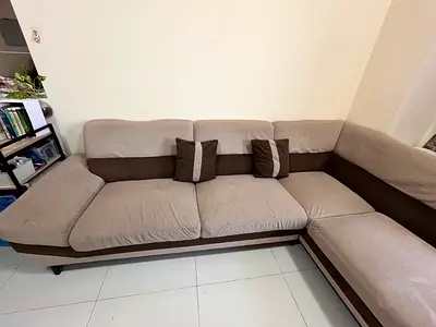 Classifieds: Used L-shaped 4-seater fabric sofa in beige and brown ...