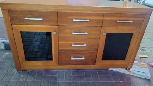 Classifieds: Solid Wood Sideboard / Buffet Cabinet with Glass Doors ...