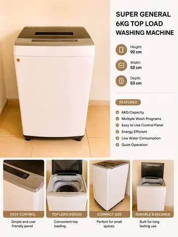 Classifieds: Super General 6KG Top Load Washing Machine – Excellent ...
