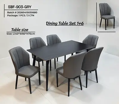 Classifieds: Modern Grey 6-Seater Dining Table Set (Table + 6 Chairs ...
