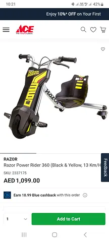 Classifieds: Razor Power Rider 360 Electric Drift Trike - Black Yellow ...