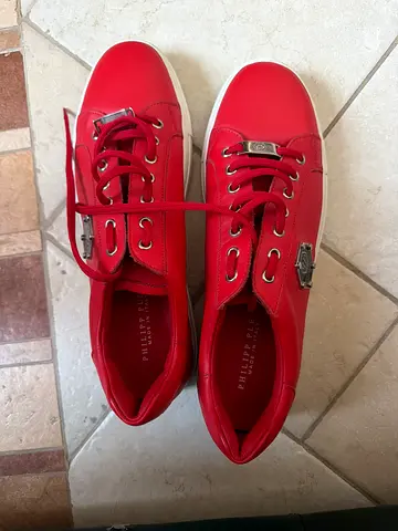 Classifieds: Red Philip Plein low-top sneakers, lightly used | dubizzle ...