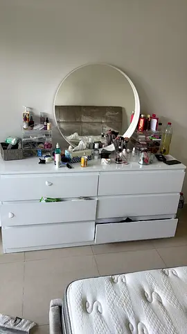 Classifieds: White 6-Drawer Dresser with Round Mirror - Ikea brand ...