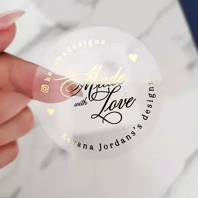 Classifieds: Clear round Made with Love sticker labels (pack) - gold ...