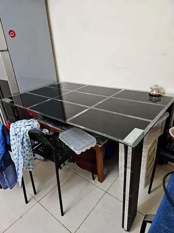 Classifieds: Glass Top Dining Table with Metal Frame - Good Condition ...