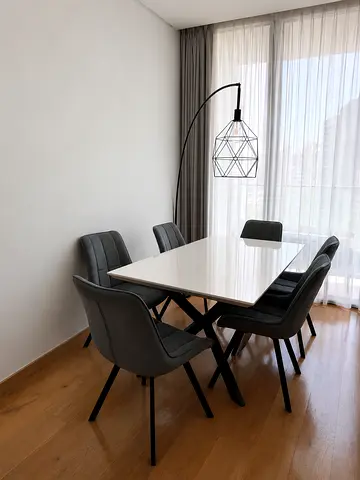 Classifieds: White Dining Table with 6 Grey Chairs | dubizzle Abu Dhabi