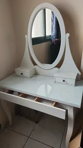Classifieds: White Wooden Dressing Table with Oval Mirror and Drawers ...