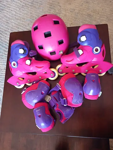 Classifieds: Kids pink purple adjustable inline skates with helmet and ...