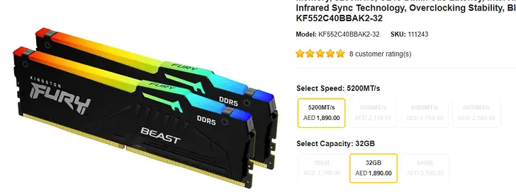 Classifieds: 32gb kit 5200mhz ddr5 ram fury | dubizzle Abu Dhabi