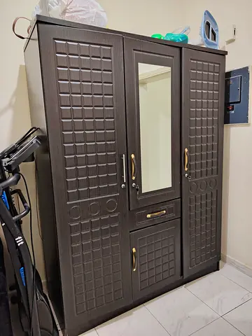Classifieds: Dark Wood 3-Door Wardrobe with Mirror — Good Condition ...
