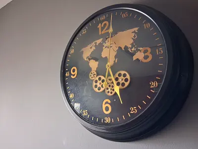 Classifieds: Large Wall Clock with World Map and Gear Design | dubizzle ...