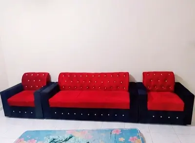 Classifieds: 3-piece Red and Black Sofa Set with Button-Tufted Back ...