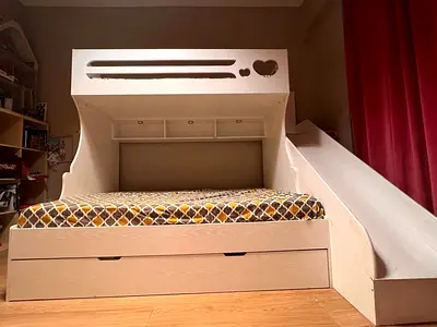 Classifieds: White wooden kids bunk bed with slide and storage ...