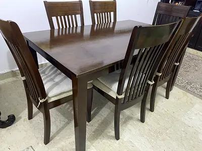 Classifieds: Solid Wood 6-Seater Dining Table with Chairs - Dark Finish ...