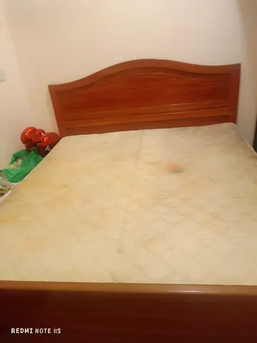 Classifieds: Wooden double bed frame with mattress (used) | dubizzle ...