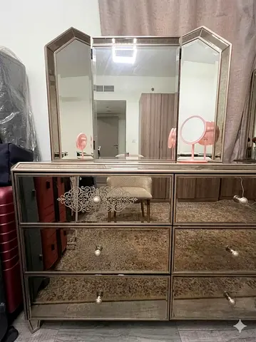 Classifieds: Mirrored 6-Drawer Dresser with Triple Folding Mirror ...