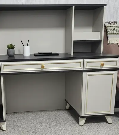 Classifieds: Wooden Study Desk with Shelves and Drawers - Cream Dark ...