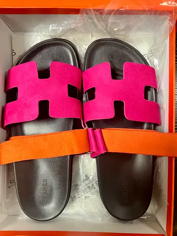 Classifieds: Hermès Oran-style Pink Suede Slide Sandals (Like New ...