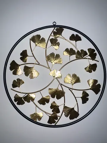 Classifieds: Round Metal Wall Art with Gold Ginkgo Leaves | dubizzle ...