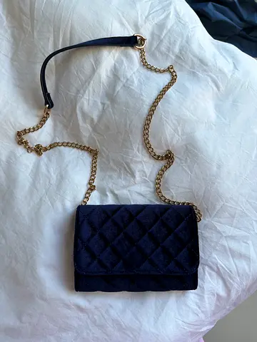 Classifieds: Quilted small chain-strap crossbody bag (navy/black) from ...
