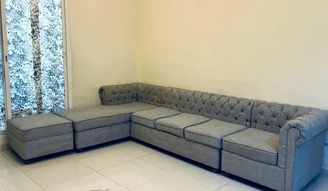 Classifieds: L-shaped Chesterfield Sofa - Light Grey, 7-seater ...