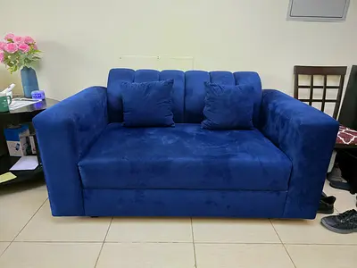 Classifieds: Compact Blue 2-Seater Velvet Sofa in Good Condition ...
